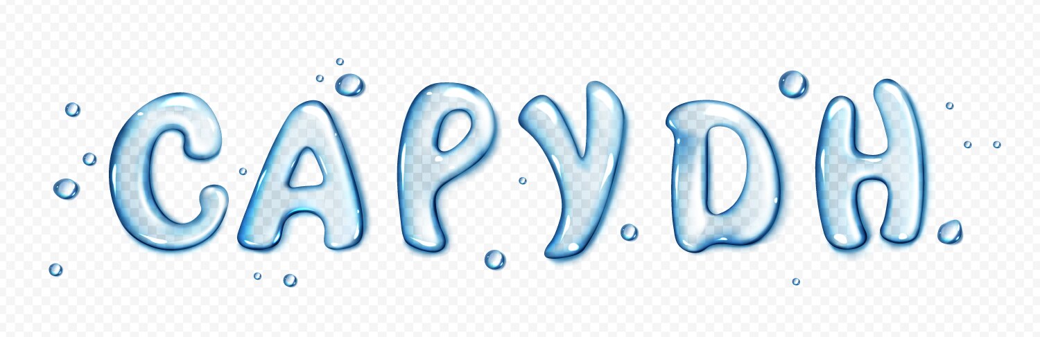 Realistic water font flow splash type with drops Vector Image