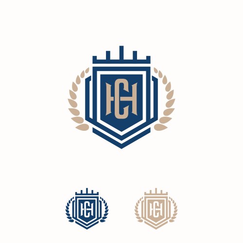 Building symbol with shield Royalty Free Vector Image