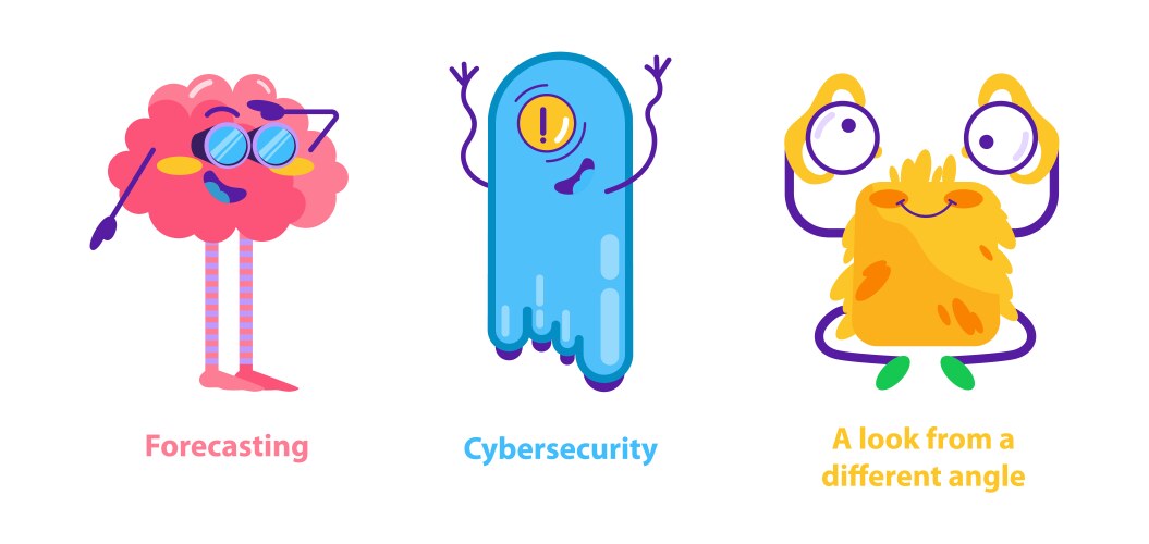 Monster helpers flat Royalty Free Vector Image