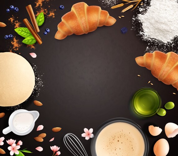 Realistic bread bakery background Royalty Free Vector Image