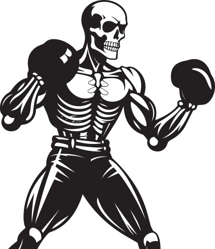 Haunted brawl skeleton boxer black logo bone Vector Image