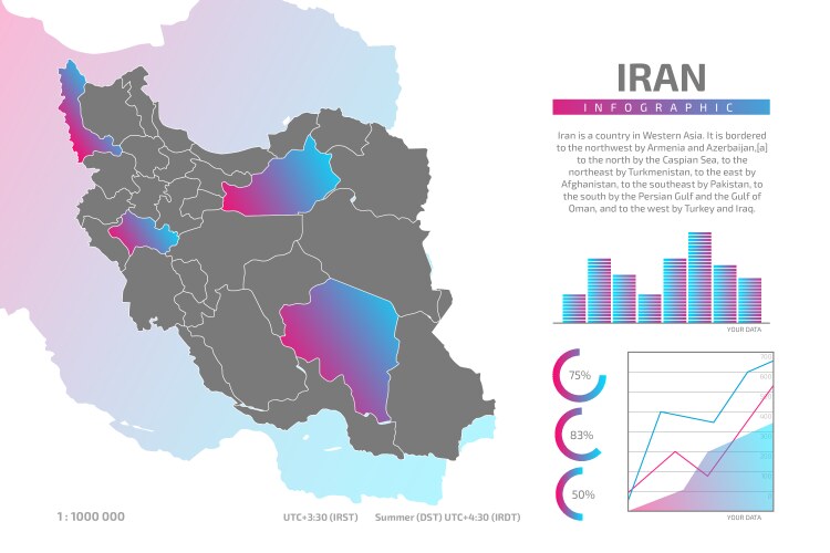 Iran map infographics Royalty Free Vector Image