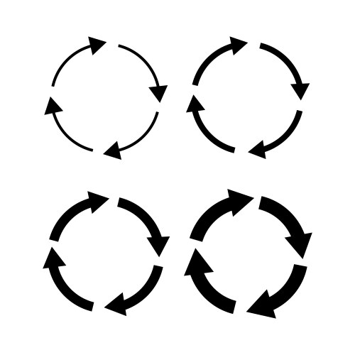 Circular arrow icons black rotation symbols shapes