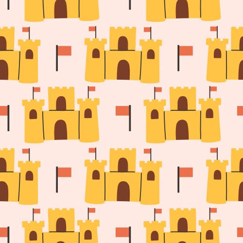 Summer sand castle pattern flat seamless Vector Image