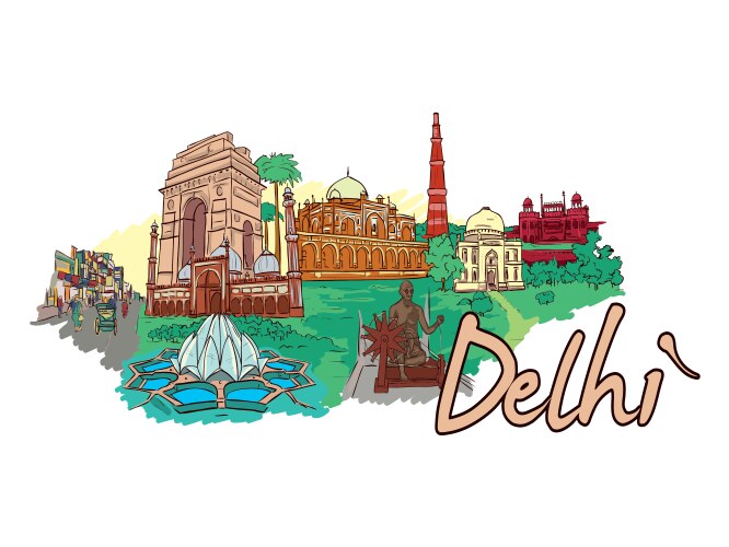 Qutub minar delhi indian most famous sight Vector Image