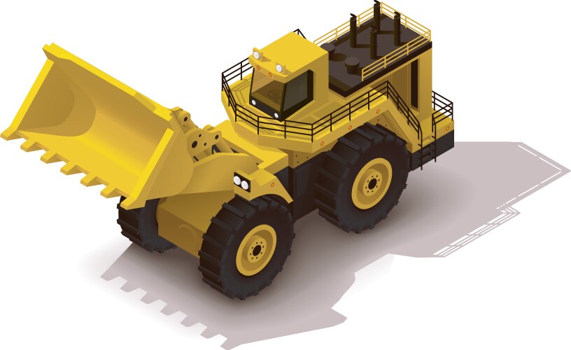 Cartoon wheel front loader bulldozer with shovel Vector Image