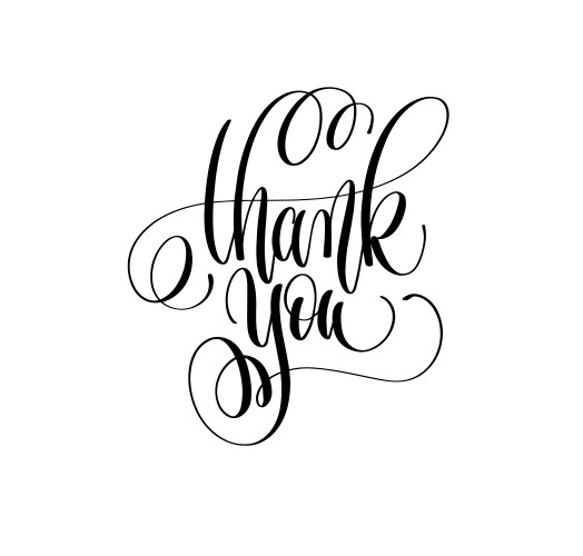 Thank you - black and white hand lettering Vector Image