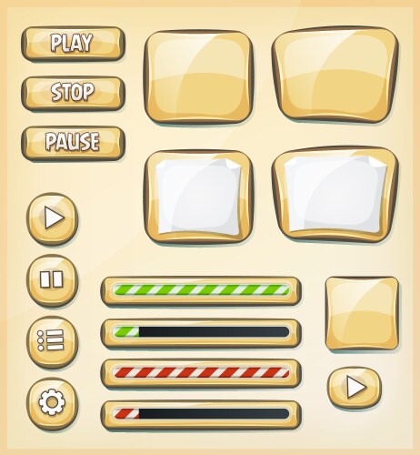 Game ui kit with icons and status bars Royalty Free Vector