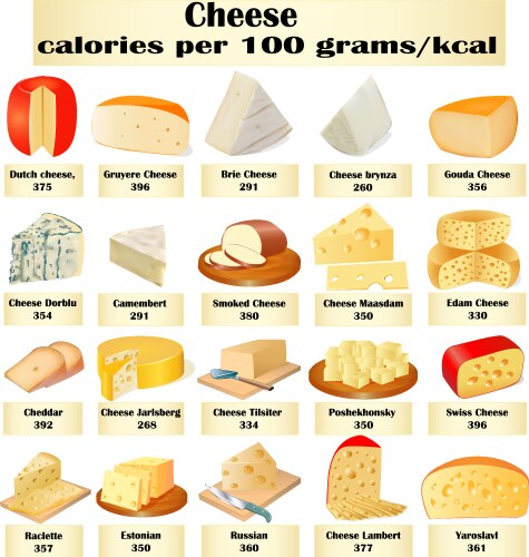 Cheese types icons set Royalty Free Vector Image