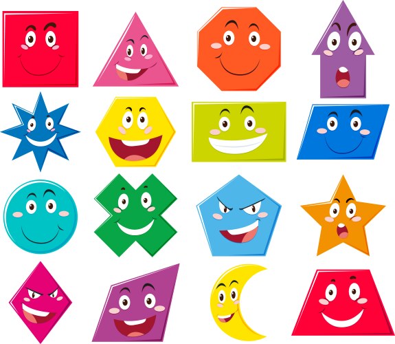 Cartoon basic geometric shapes Royalty Free Vector Image