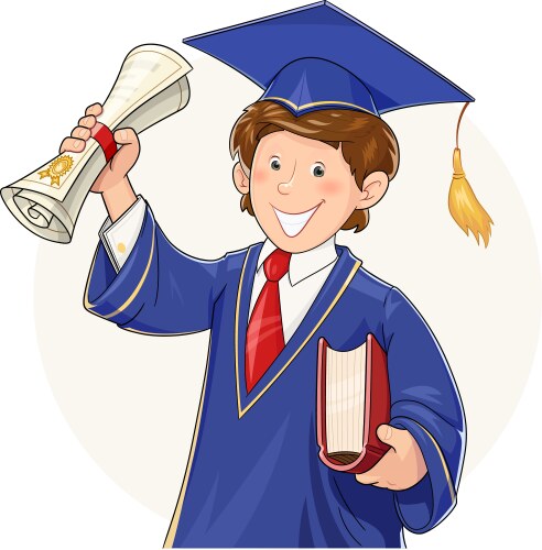 Graduate student cartoon Royalty Free Vector Image