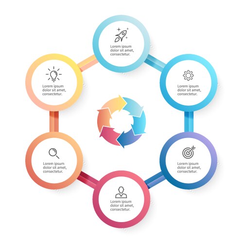 Infographic circle template with 6 steps Vector Image