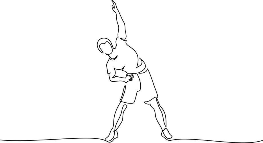 Man amd woman stretching legs line drawing Vector Image