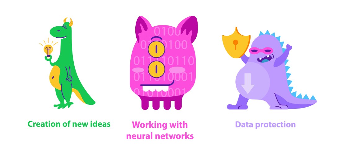 Monster helpers flat Royalty Free Vector Image