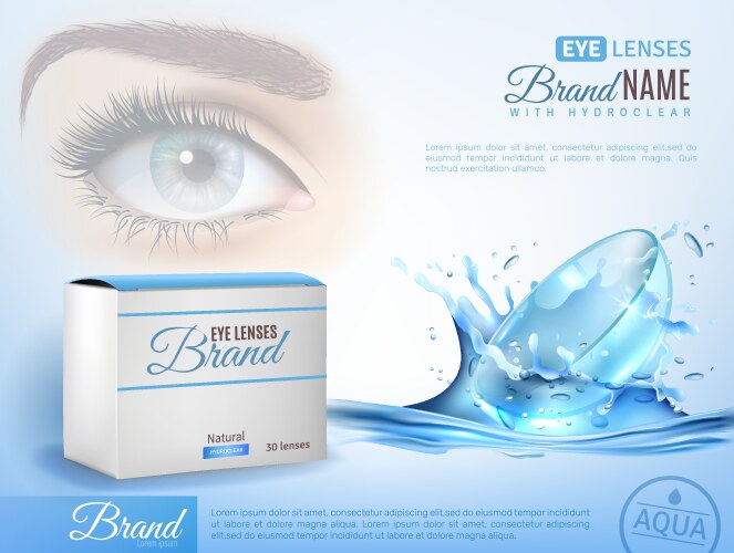 Contact lenses realistic ads medical poster Vector Image