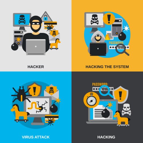 Hackers top tricks flat infographic poster Vector Image
