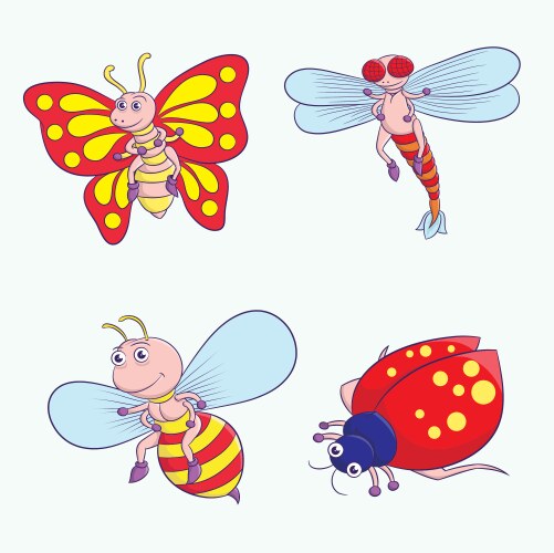 Cartoon insect collection set Royalty Free Vector Image