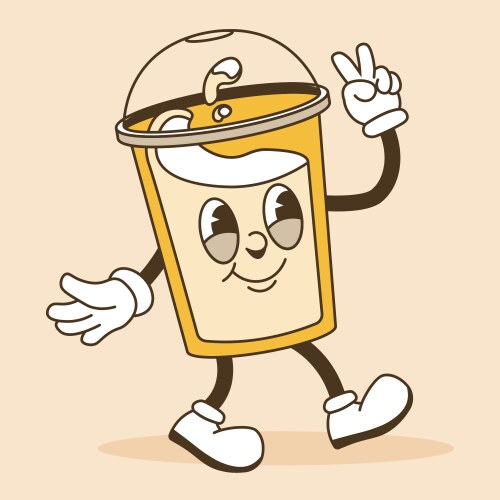 Cardboard cup with lid cartoon character emoticon Vector Image