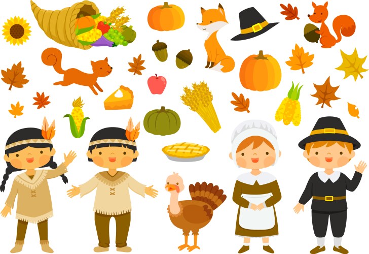 Thanksgiving icon set Royalty Free Vector Image