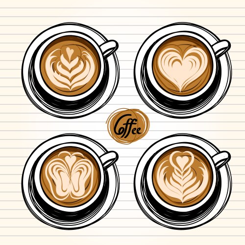 Latte art coffee Royalty Free Vector Image - VectorStock