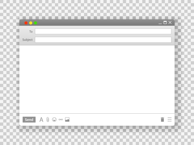 Email message window mail app interface mailings Vector Image