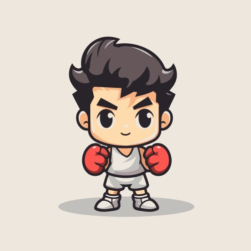 Boxing boy cartoon mascot character design Vector Image