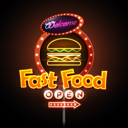 Cheeseburger neon sign poster Royalty Free Vector Image