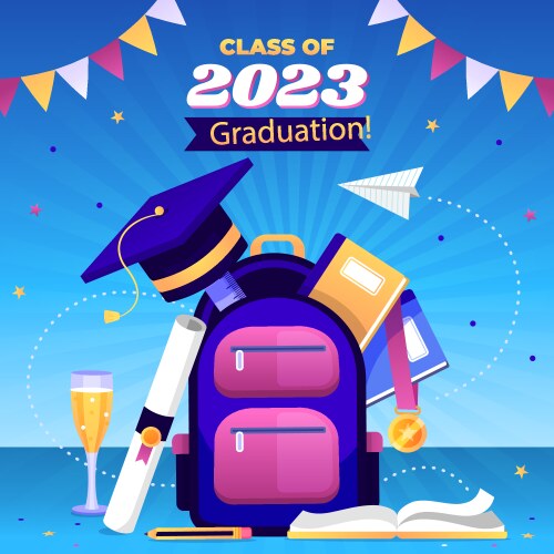 Gradient background for class of 2023 graduation Vector Image