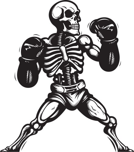 Grim puncher skeleton boxer black icon skeletal Vector Image