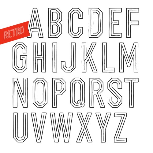 Retro triple line rounded bold font Royalty Free Vector