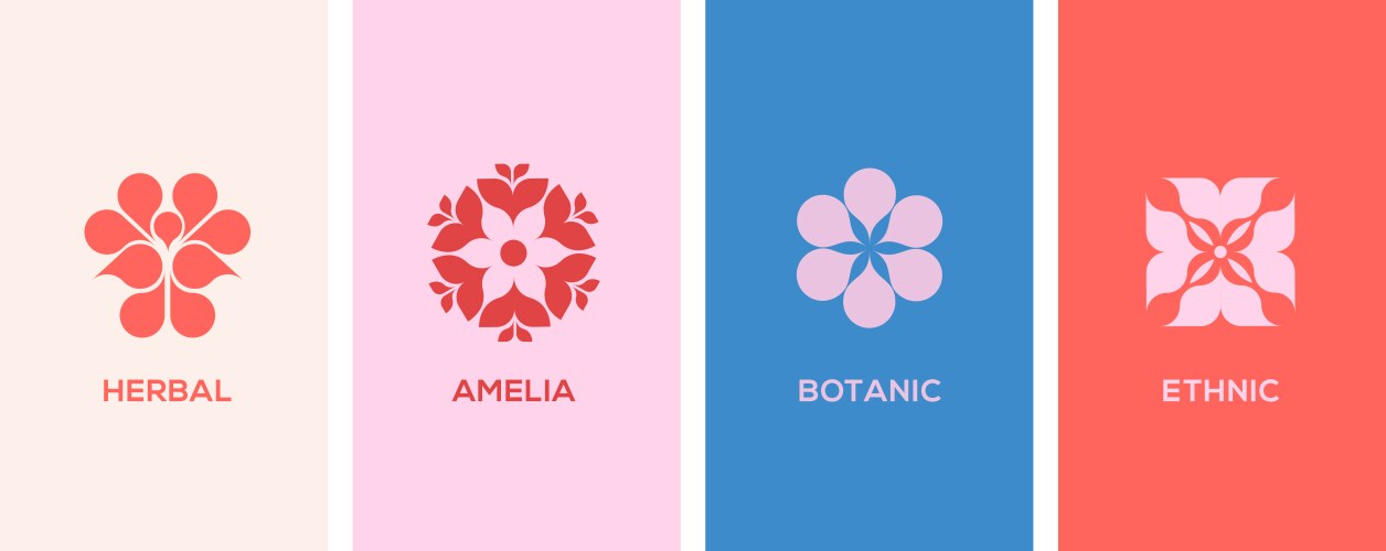Minimalist botanic graphic elements and logos Vector Image