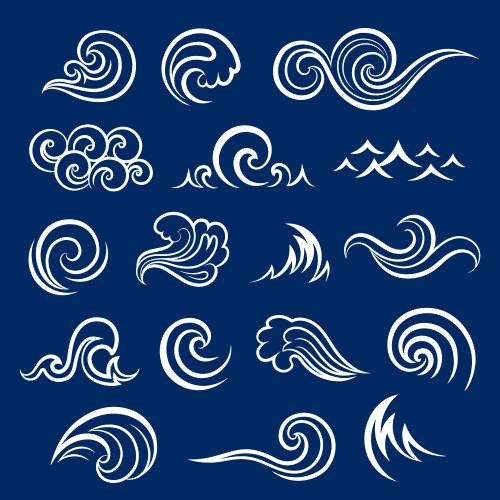 Set of isolated wave icons Royalty Free Vector Image