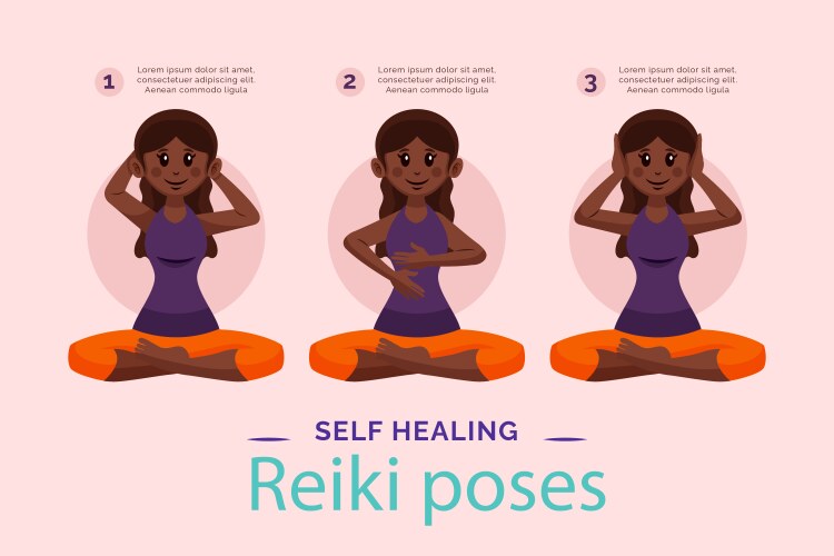 Self-healing reiki poses Royalty Free Vector Image
