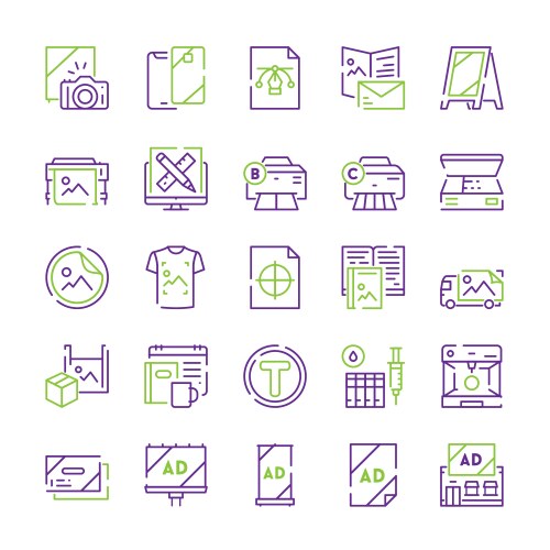Typography symbols color linear icon set Vector Image