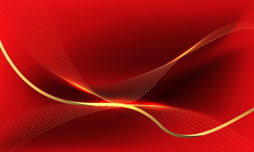 Abstract red and gold waved shapes background Vector Image