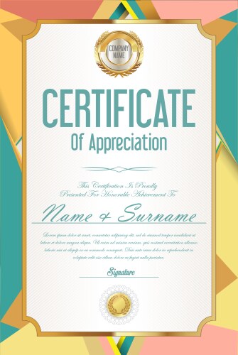 Grade 5 diploma certificate template Royalty Free Vector