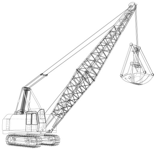Dragline for used coal mining bucket is massive Vector Image