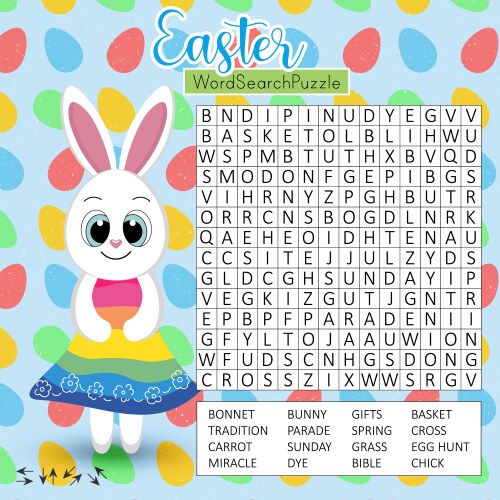 Puzzle and coloring activity page - word search Vector Image