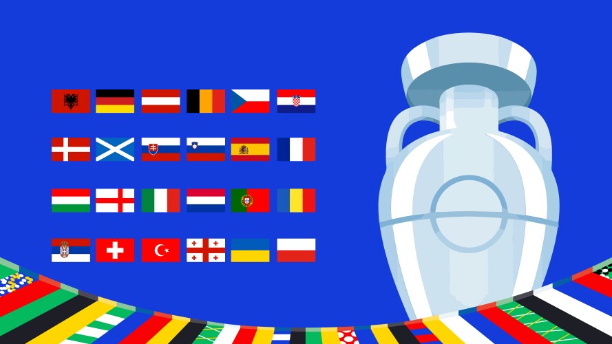 Euro 2024 germany flags ribbon design with trophy Vector Image