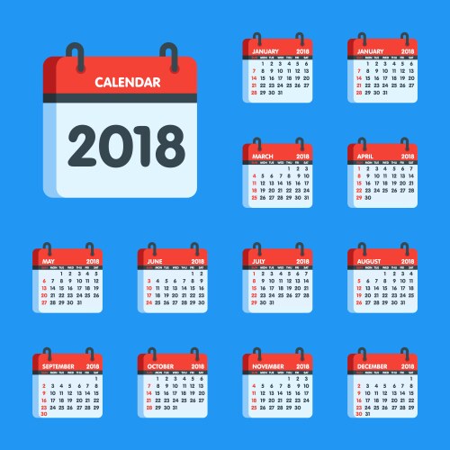 Calendar for 2018 year full month of july icon Vector Image