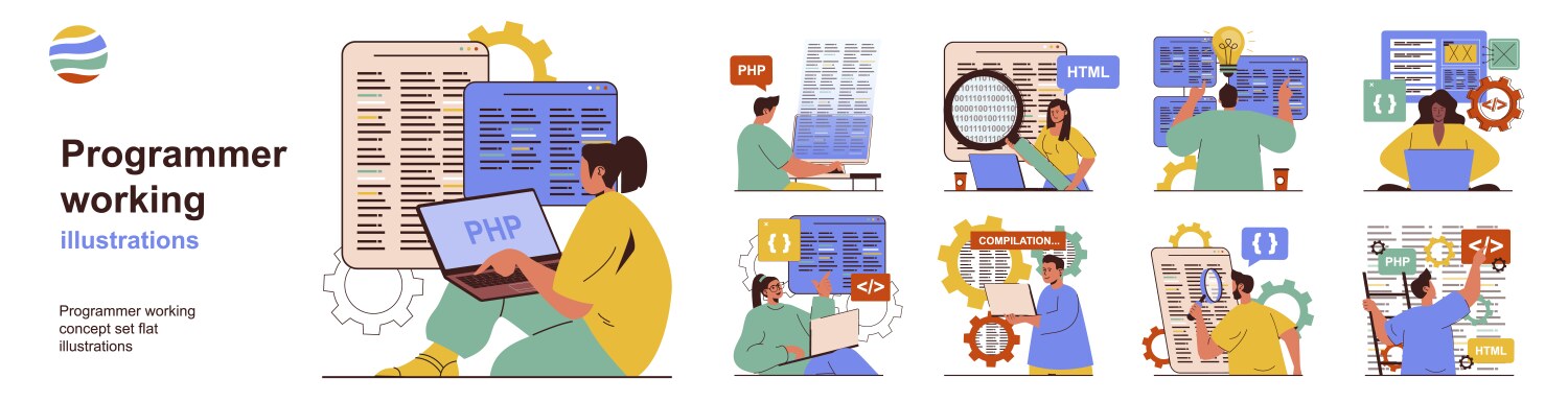 Self-employment programmer people character Vector Image