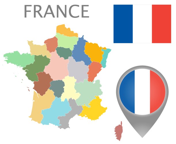 France political map of administrative divisions Vector Image