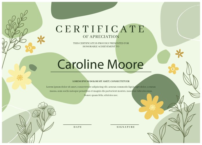 Floral certificate template concept Royalty Free Vector