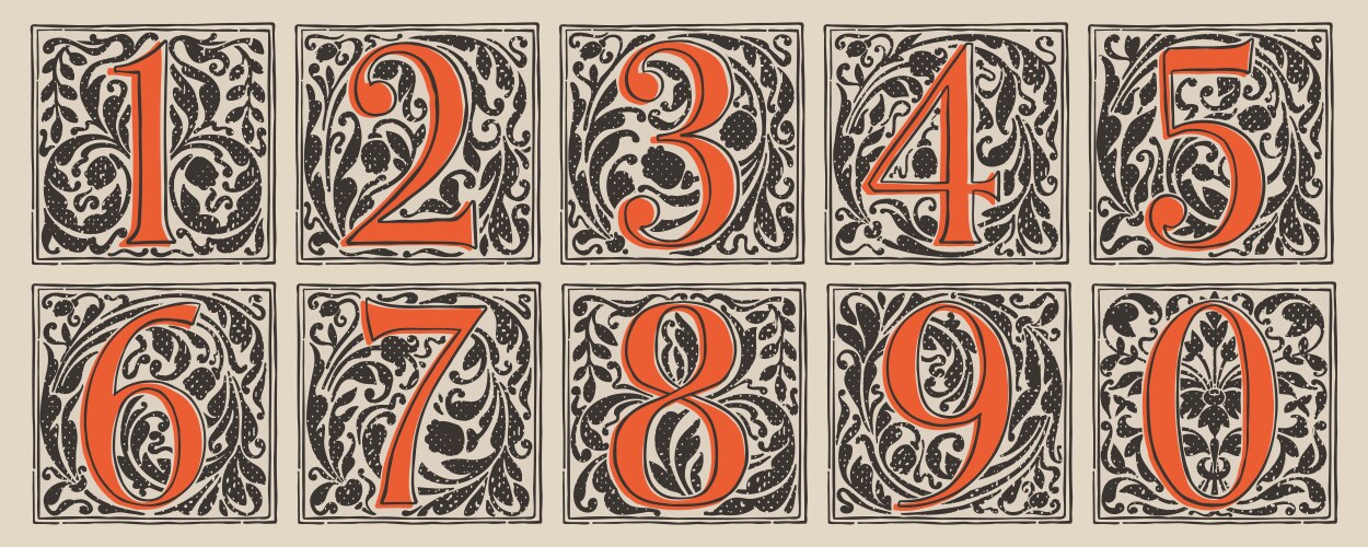 Gothic Numbers Numerals Vector Images (over 190)