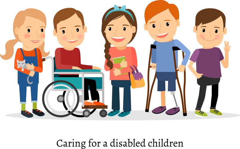 Disabled characters people with special needs Vector Image