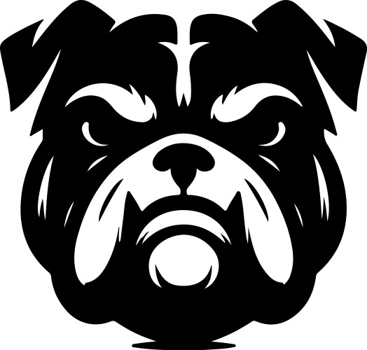 Bulldog standing silhouette line art Royalty Free Vector