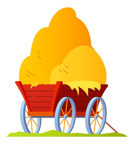Cartoon farmer with small hay cart Royalty Free Vector Image