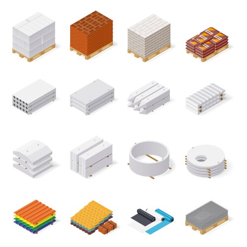 Building and construction materials icon set Vector Image