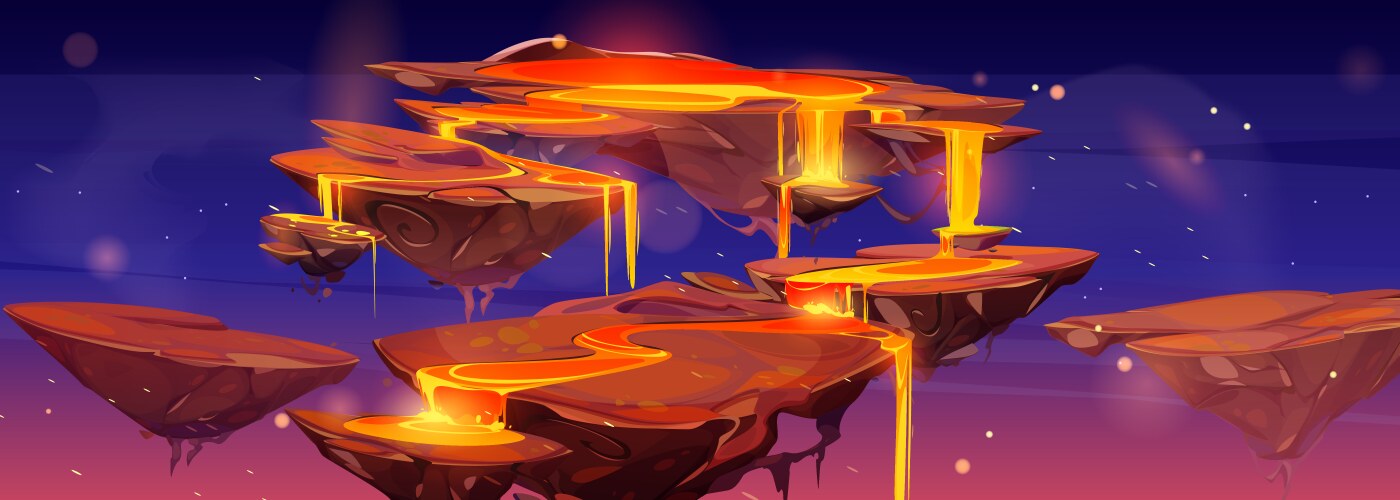 Lava islands cartoon game background Royalty Free Vector Lava islands cartoon game background Royalty Free Vector