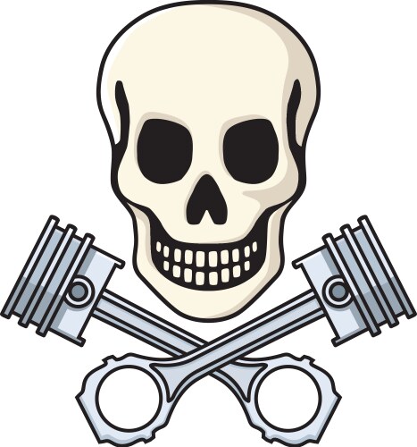 Skull with crossed pistons on american flag Vector Image